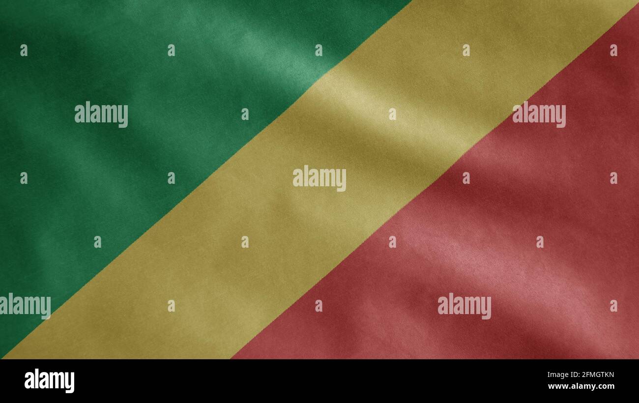 Congolese flag waving in the wind. Close up of Republic of Congo banner ...