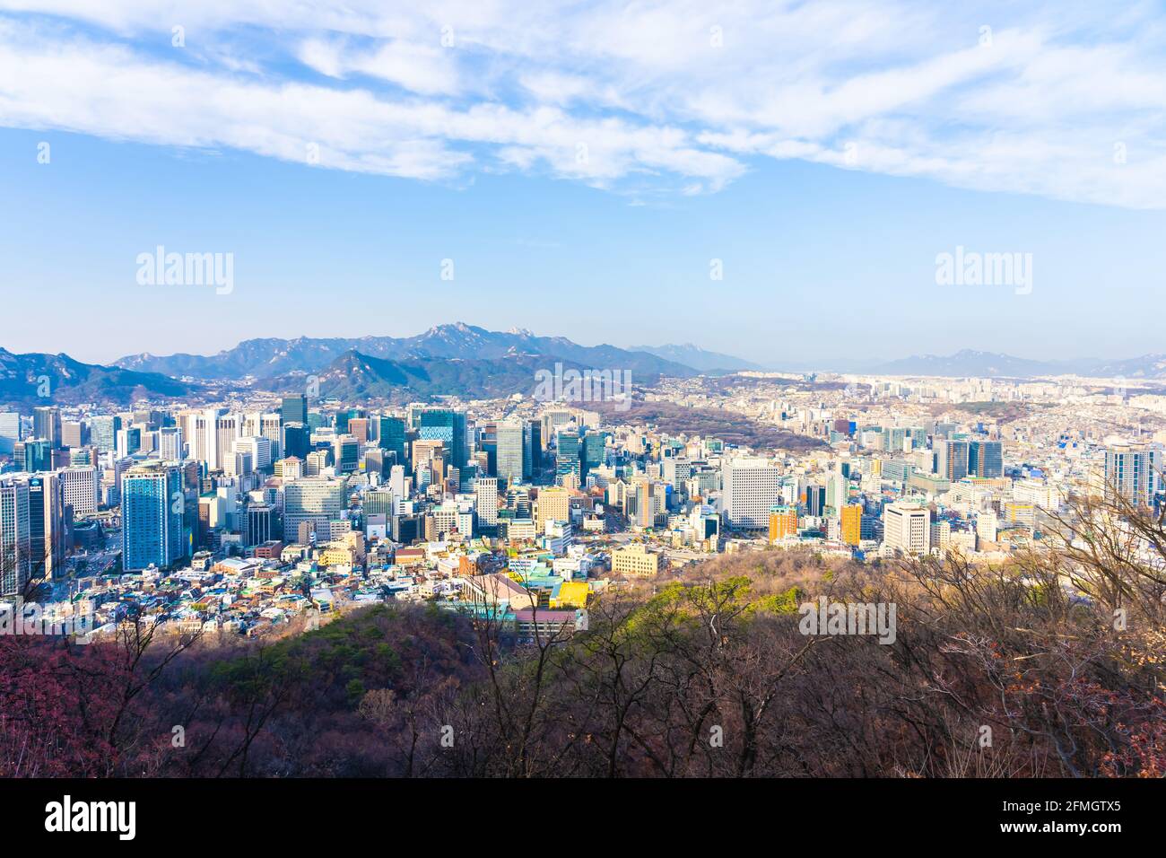 Beautiful landscape and cityscape with architecture and building in ...