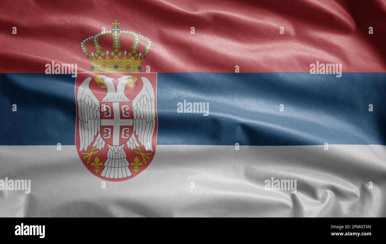 Serbian flag waving in the wind. Close up of Serbia blowing, soft and ...