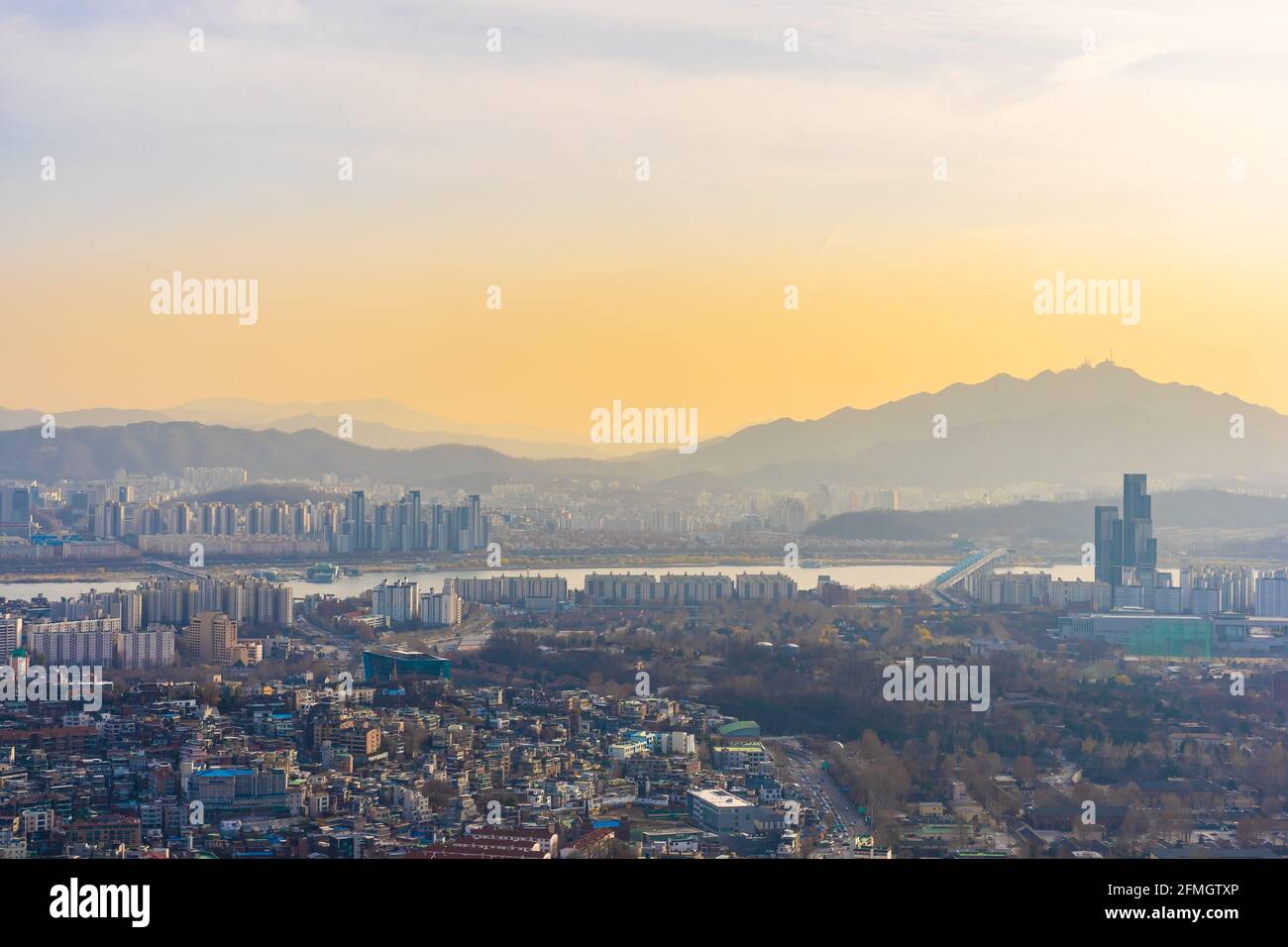 Beautiful landscape and cityscape with architecture and building in ...