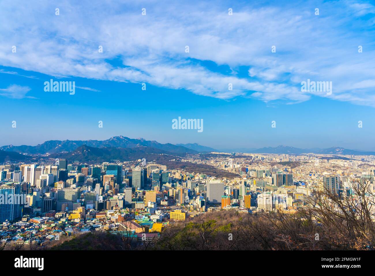 Beautiful landscape and cityscape with architecture and building in ...