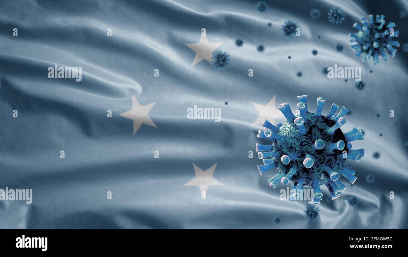 3D, Micronesian flag waving with coronavirus outbreak infecting ...