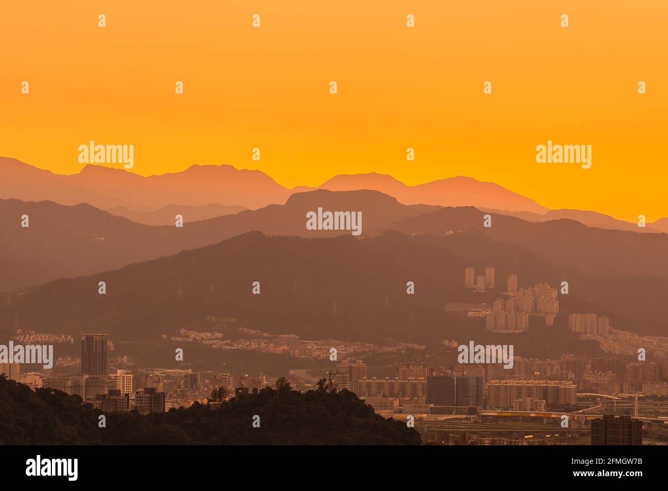 Beautiful architecture building taipei city skyline at sunset in Taiwan ...