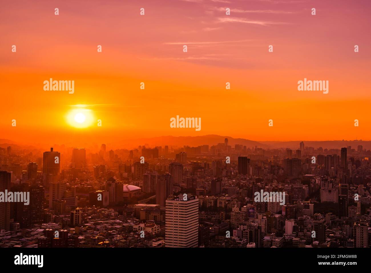 Beautiful architecture building taipei city skyline at sunset in Taiwan ...