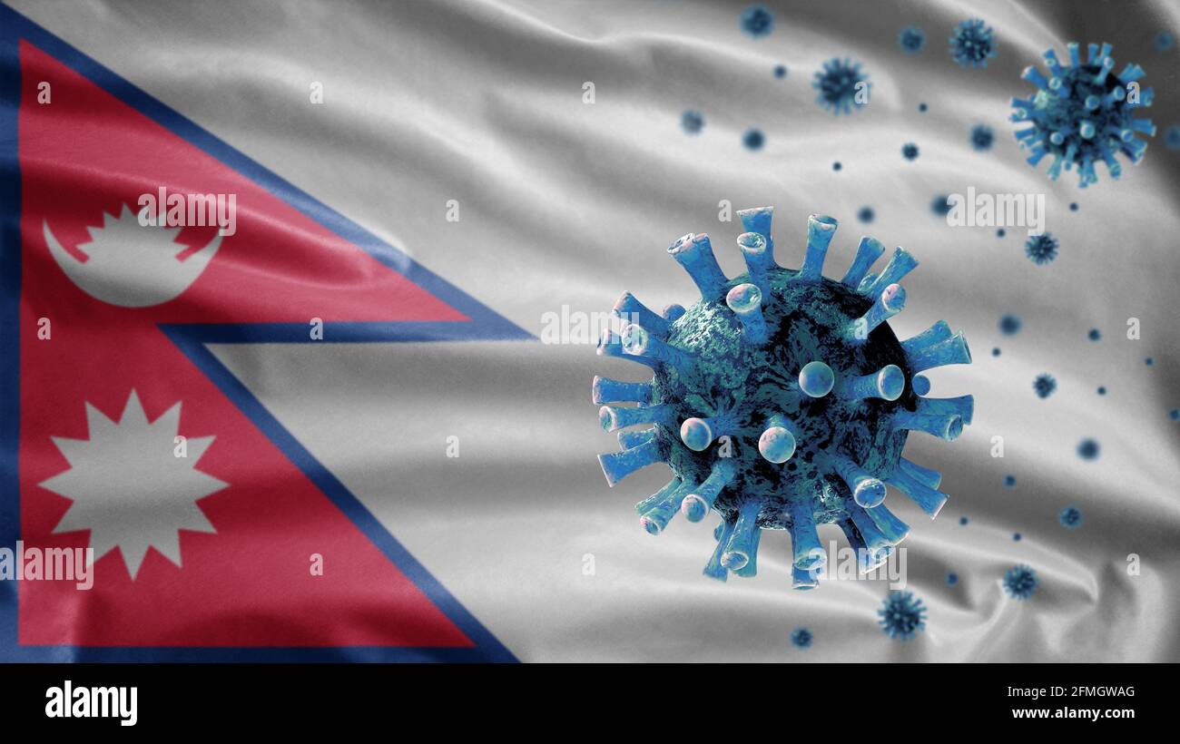 3D, Nepalese flag waving with coronavirus outbreak infecting ...