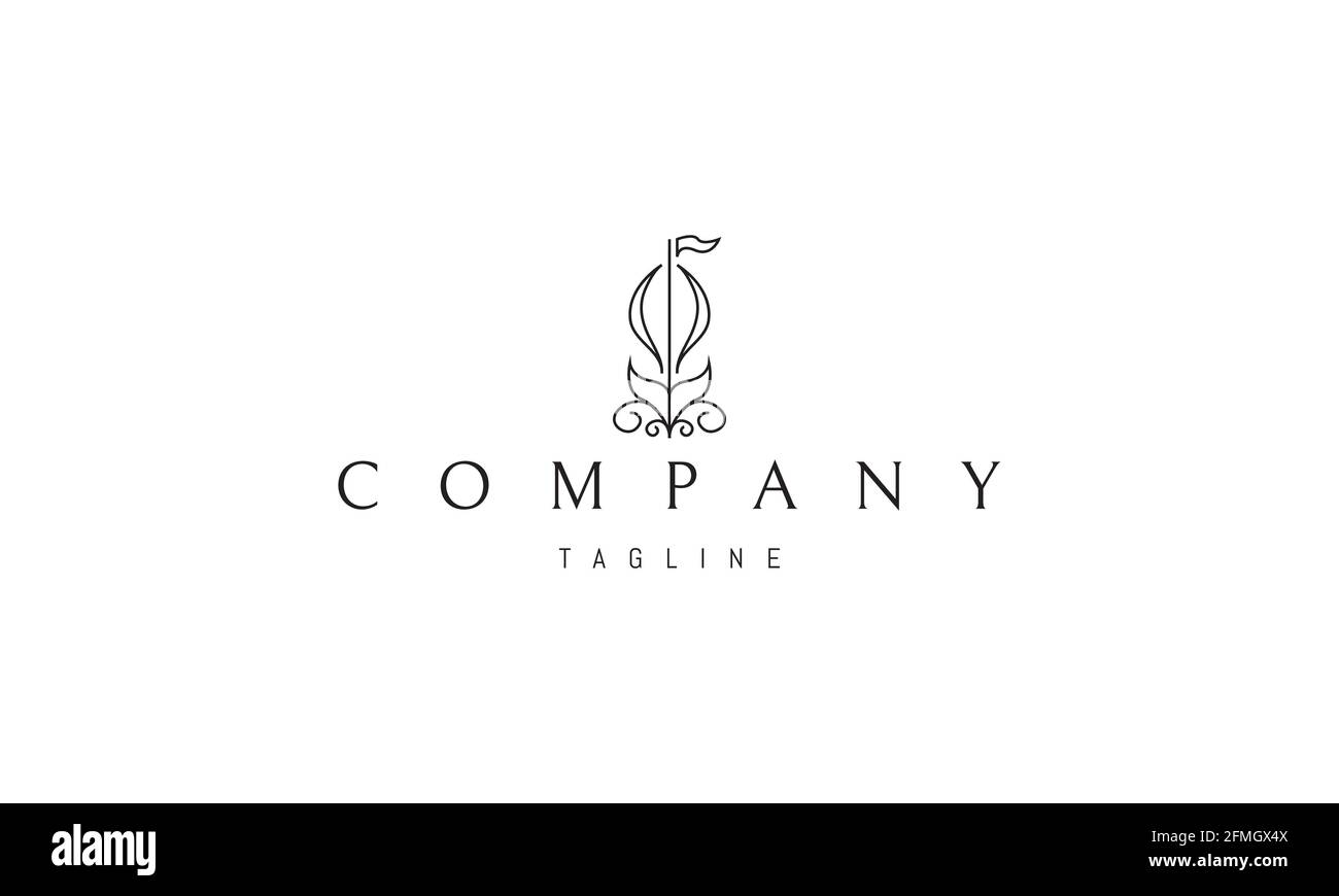 Vector logo on which an abstract image of a ship with a sail in the sea ...