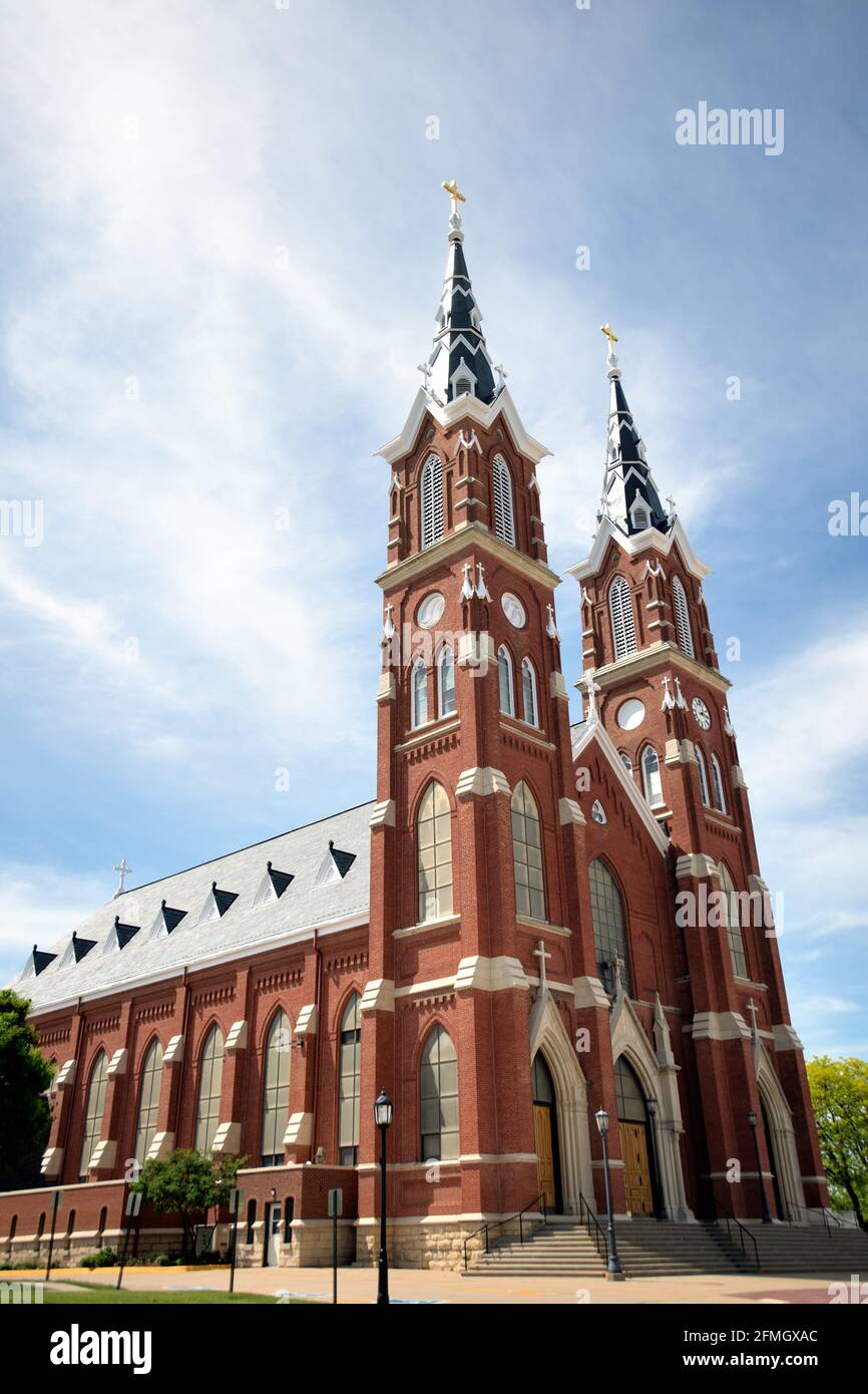 Dyersville, Iowa, USA. St. Francis Xavier Basilica. The Neo-Gothic ...