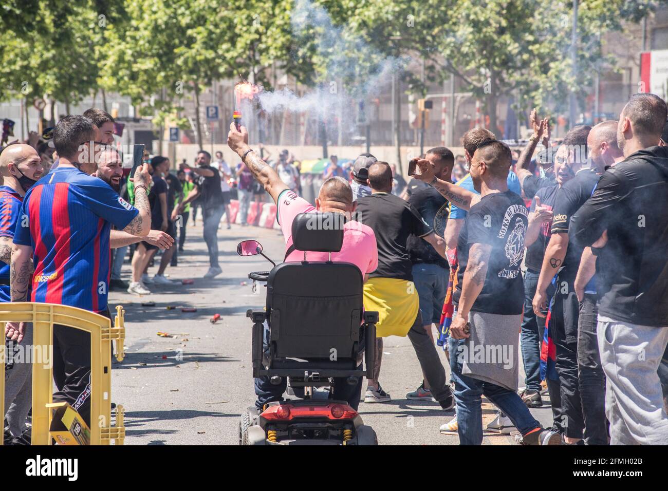 Barcelona, Catalonia, Spain. 8th May, 2021. FC Barcelona fan is seen in ...
