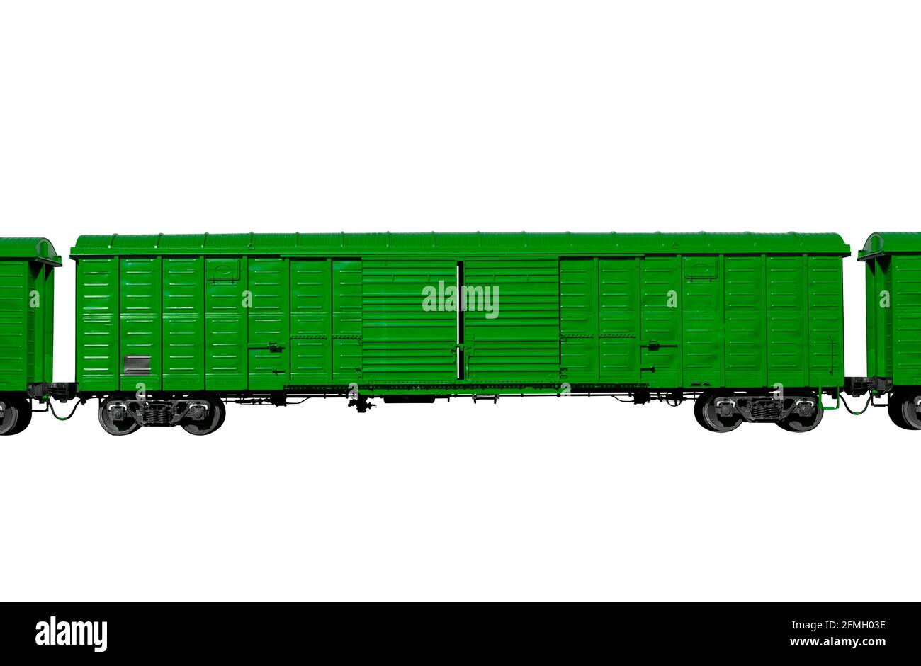 green rail car isolated on a white background. Freight transport. High ...