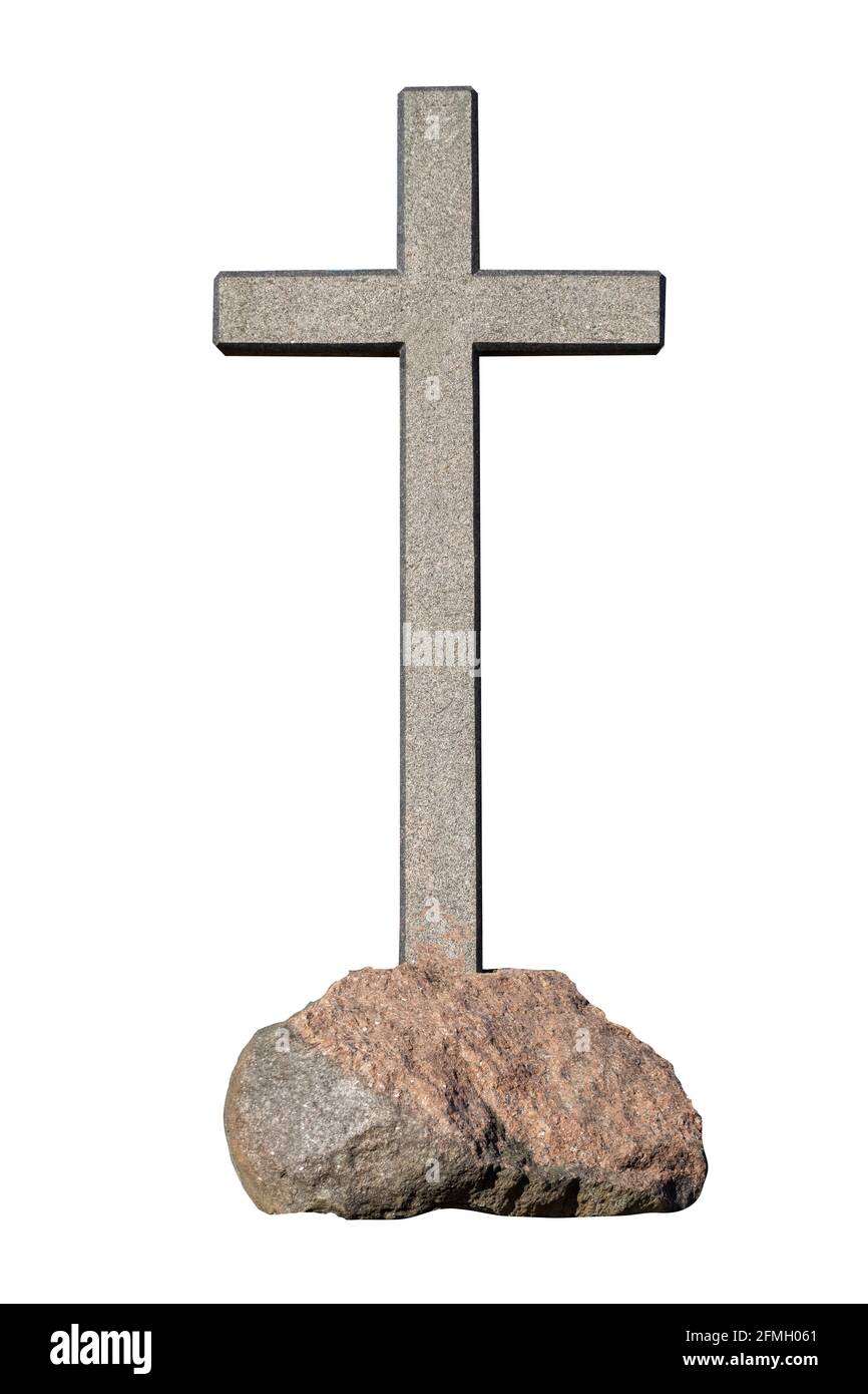 stone cross on stone isolated on a white background. High quality photo ...