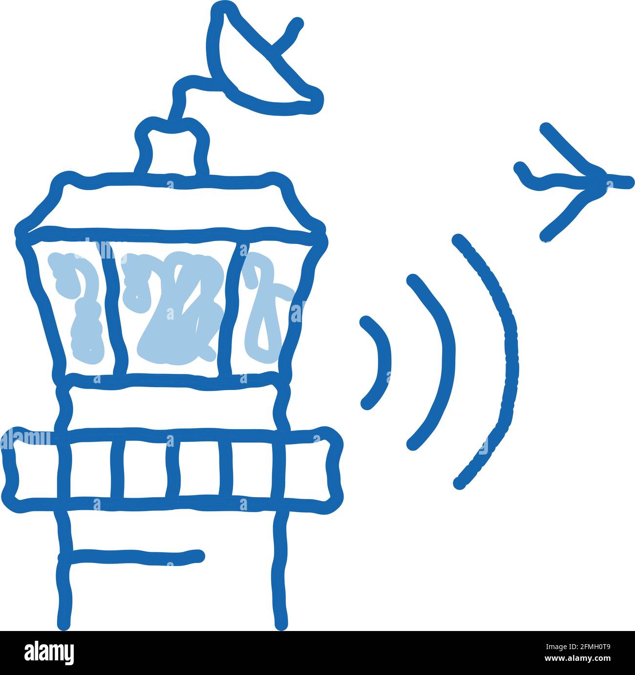 Airport Control Tower Radar doodle icon hand drawn illustration Stock ...