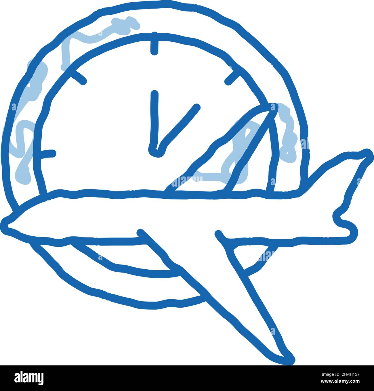 Plane Fly Time Or Lateness doodle icon hand drawn illustration Stock ...
