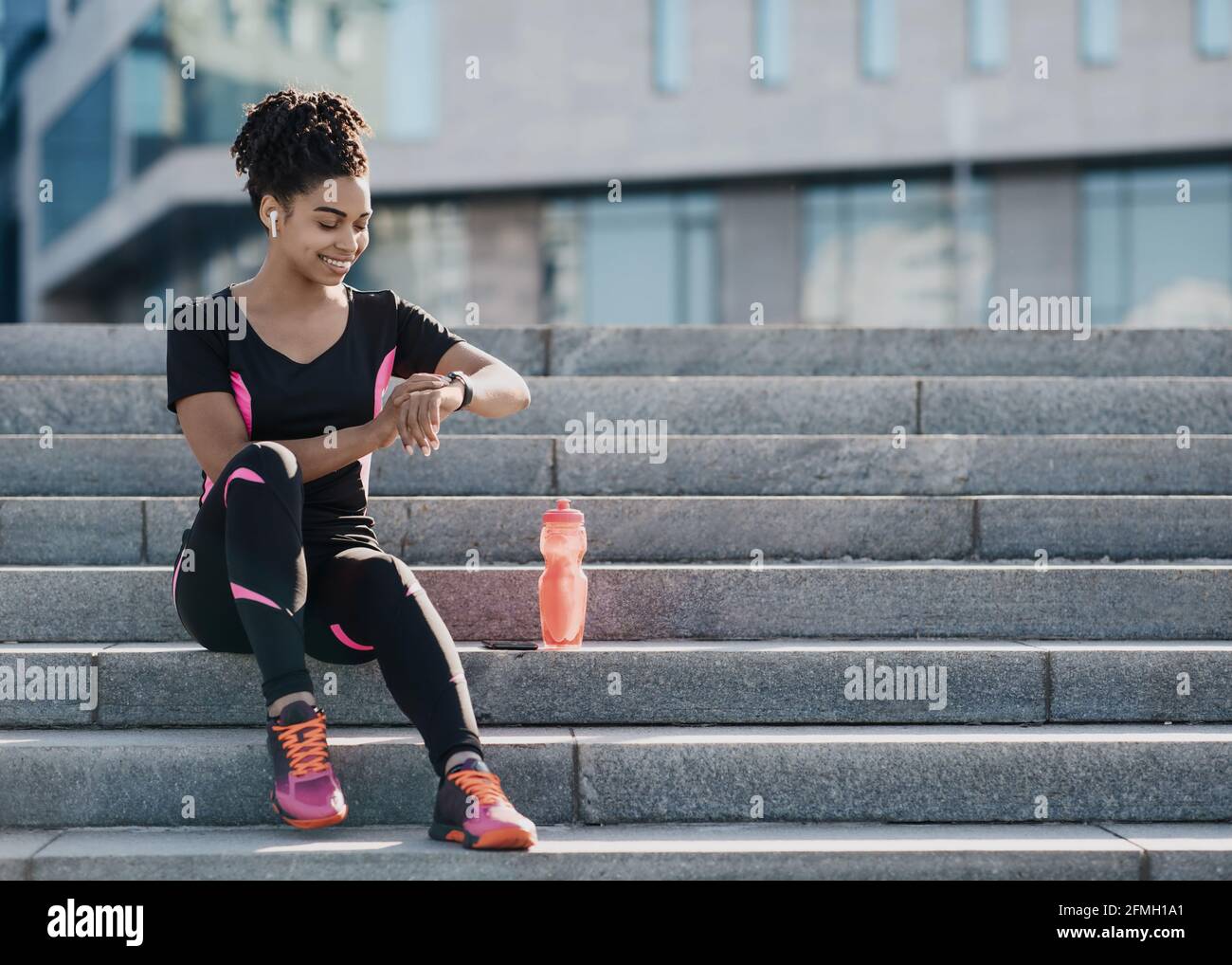 Cardio exercise, workout result and heart rate monitoring Stock Photo ...