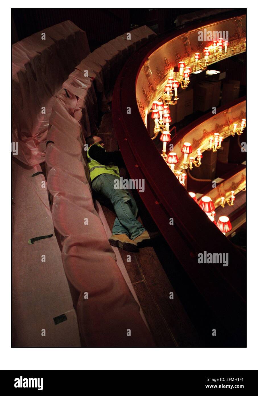 A workman renovates in the Royal Opera House Nov 1999 Stock Photo - Alamy