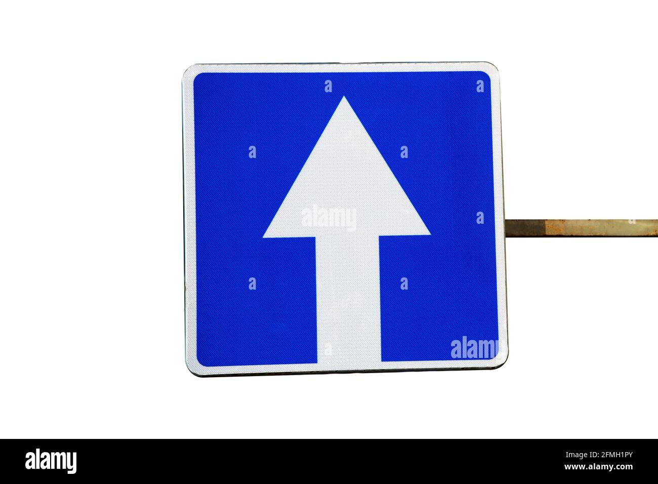 blue transport sign. blue square with a white arrow. isolated on a ...