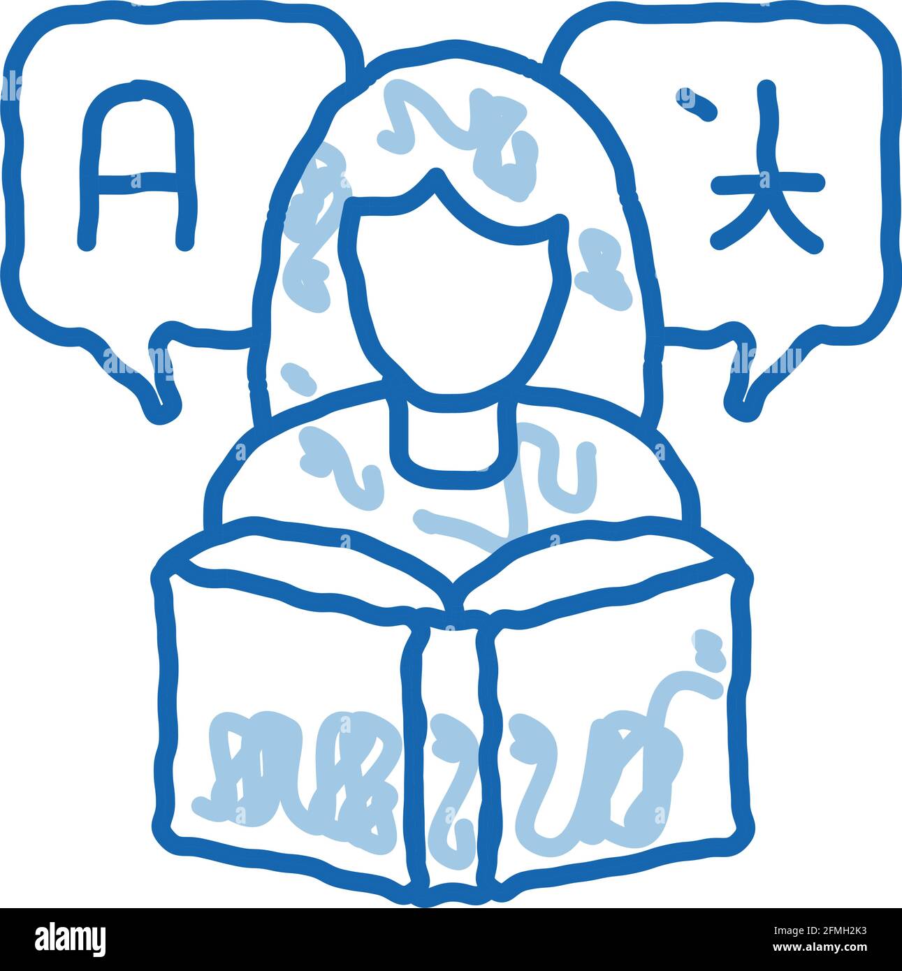 Woman Learning Language doodle icon hand drawn illustration Stock ...