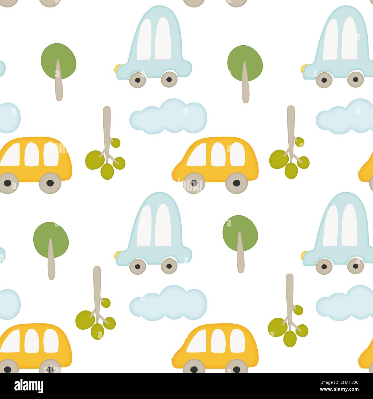 Cartoon car seamless pattern for kids, boys. Vector illustration Stock ...