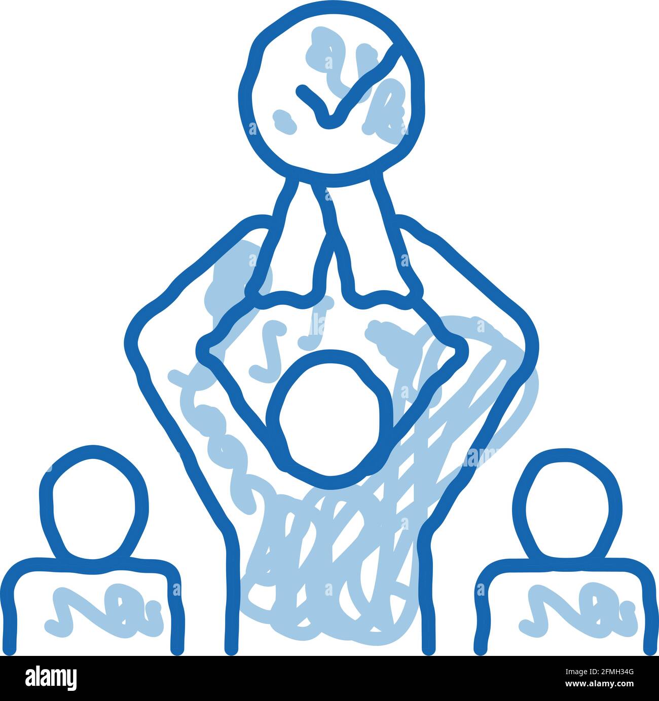 Human Winner Holding Medal doodle icon hand drawn illustration Stock ...