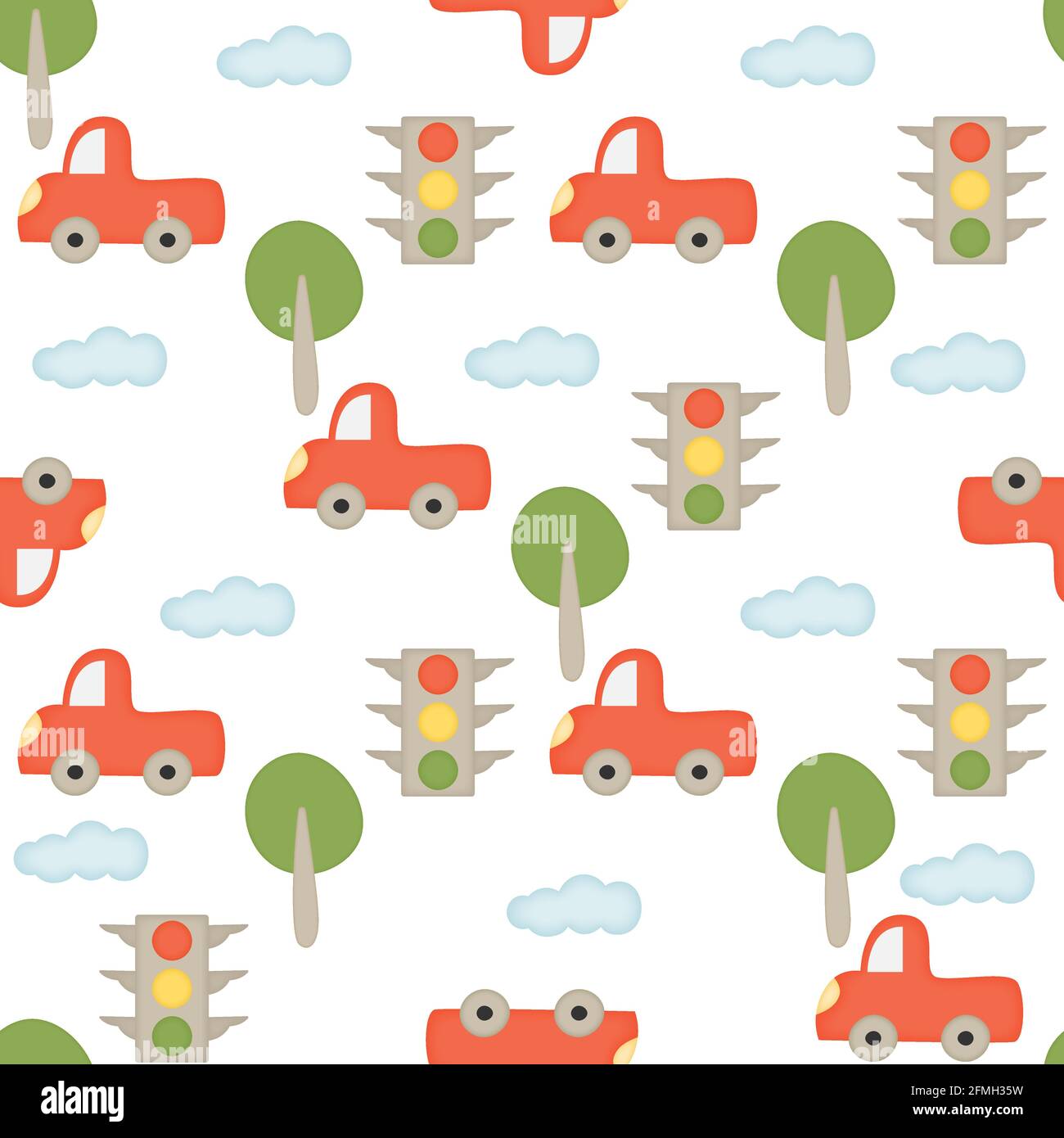 Cartoon car seamless pattern for kids, boys. Vector illustration Stock ...