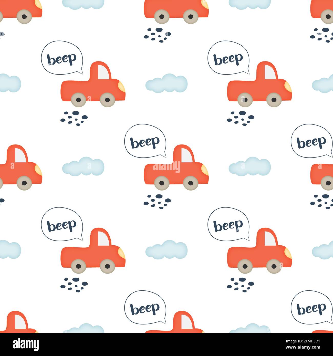 Cartoon car seamless pattern for kids, boys. Vector illustration Stock ...