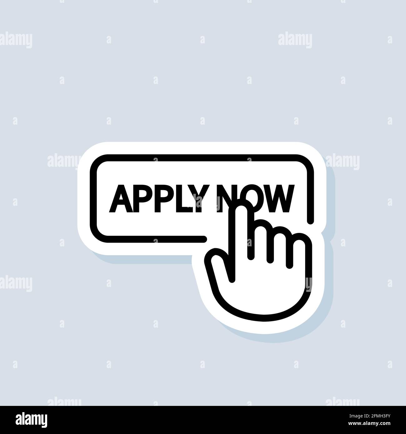 Apply now sticker. Apply now button with hand cursor. Apply now logo ...