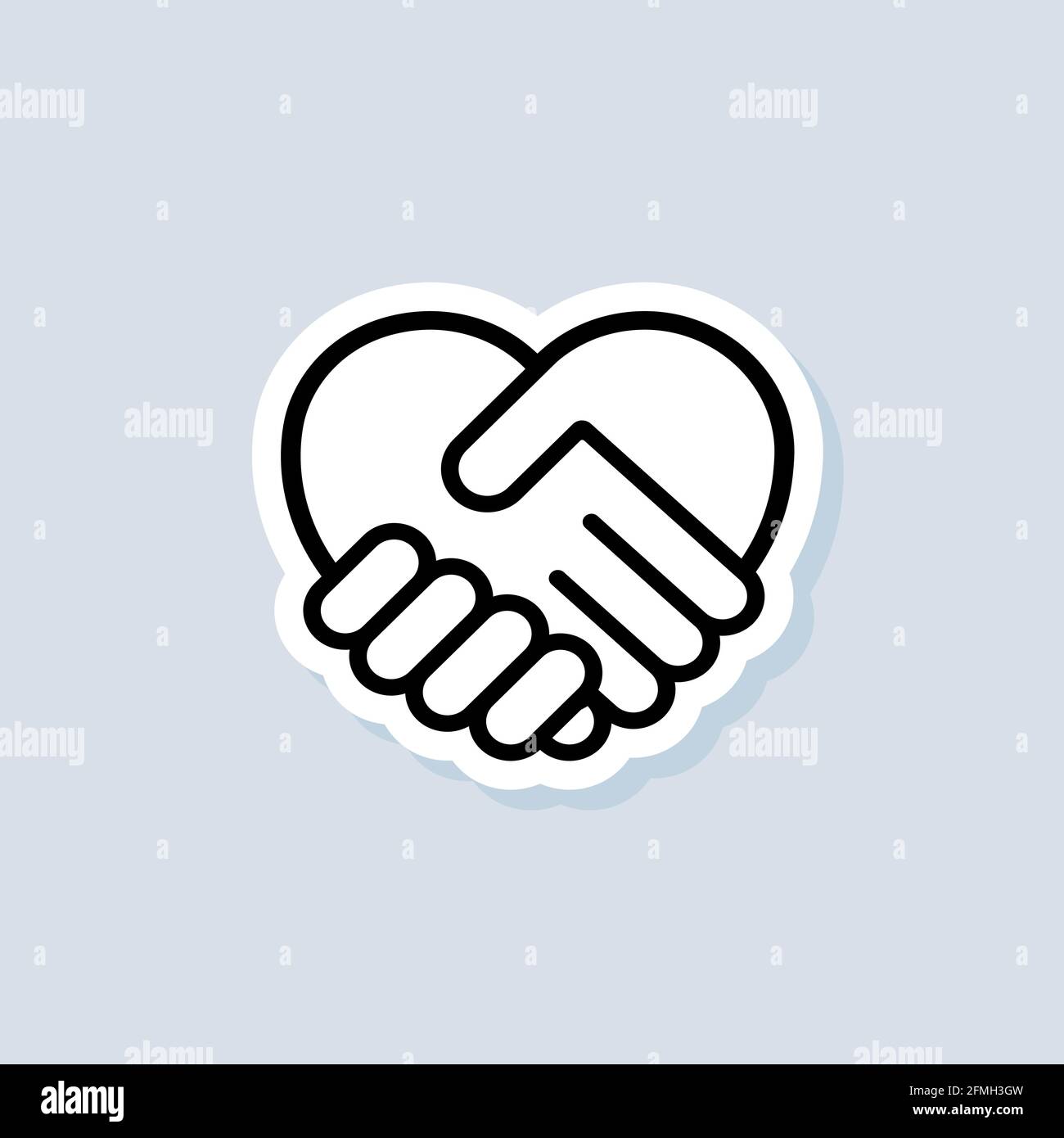 Handshake sticker. Heart symbol. Hand Shake with Heart shaped ...