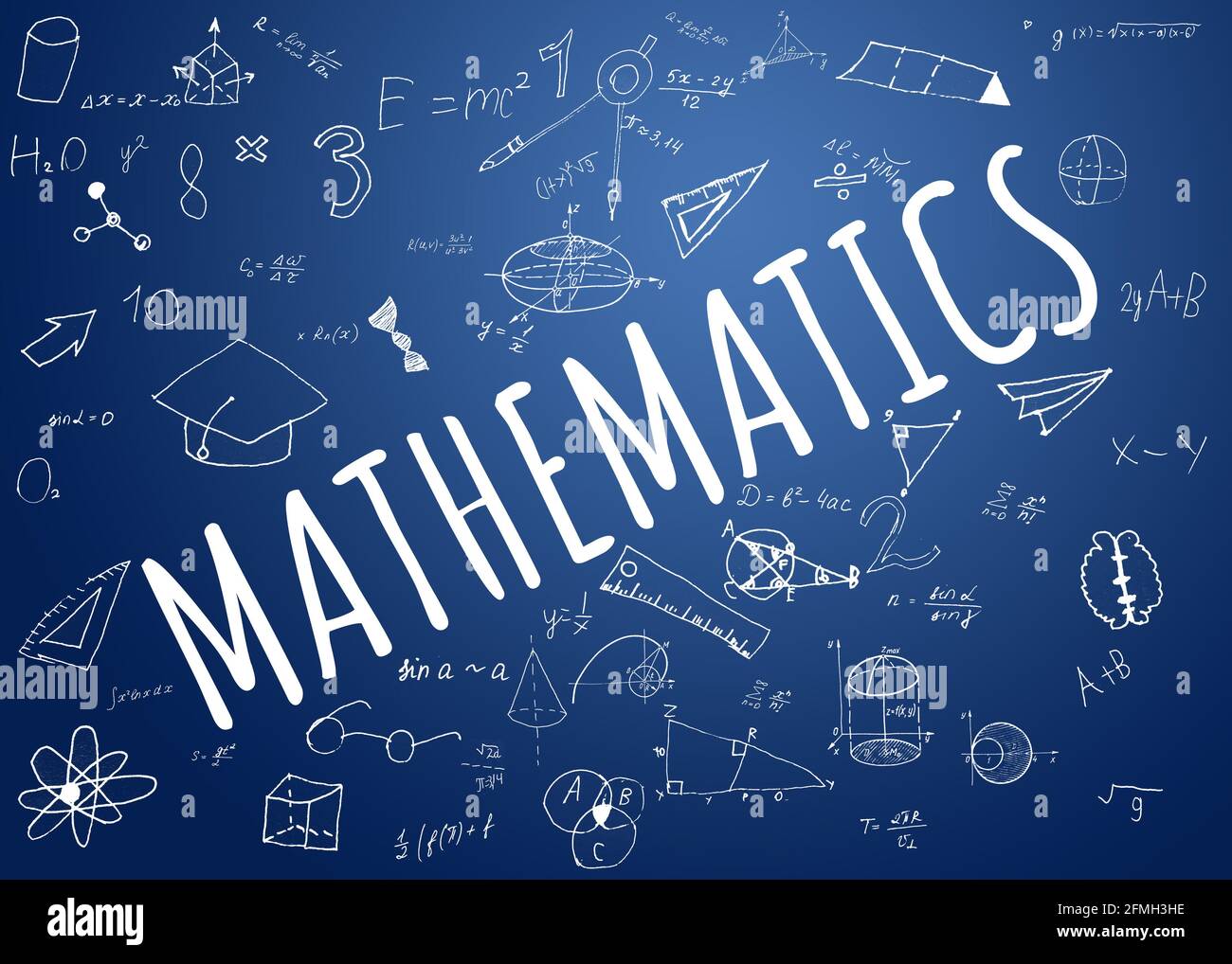 Maths formulas written by white chalk on the chalkboard background ...