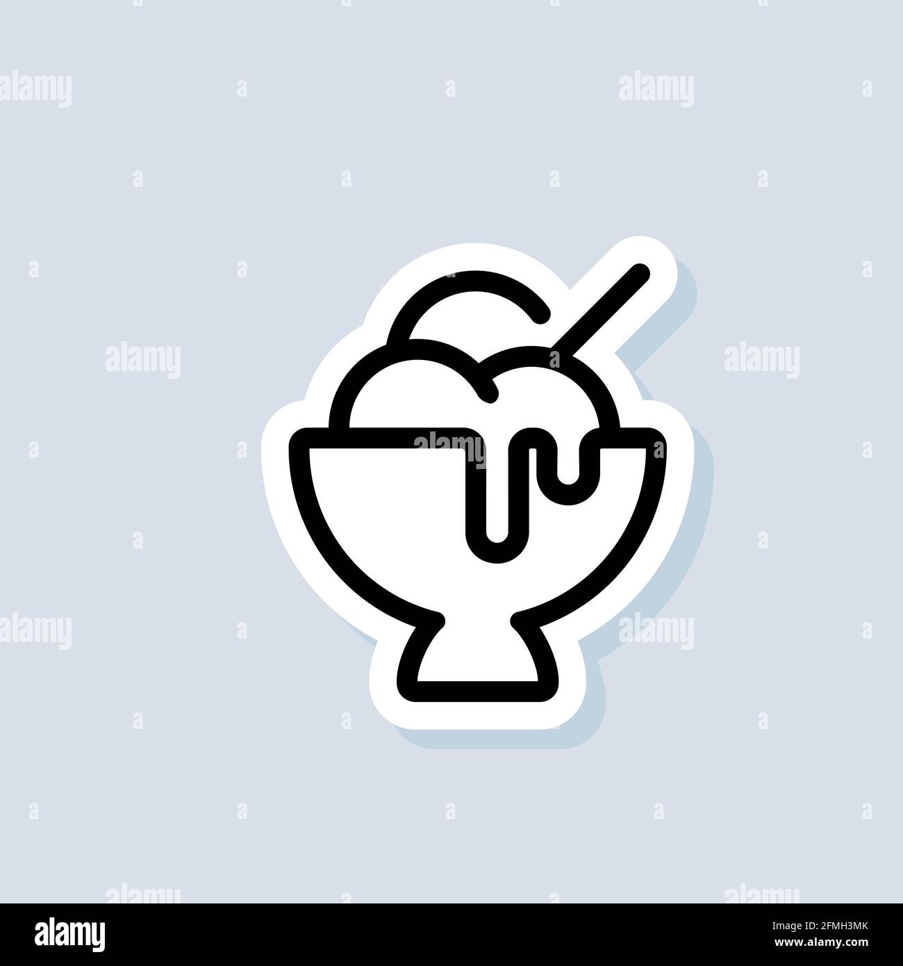 Ice cream sticker. Ice cream logo. Parfait, frozen yogurt, ice cream ...
