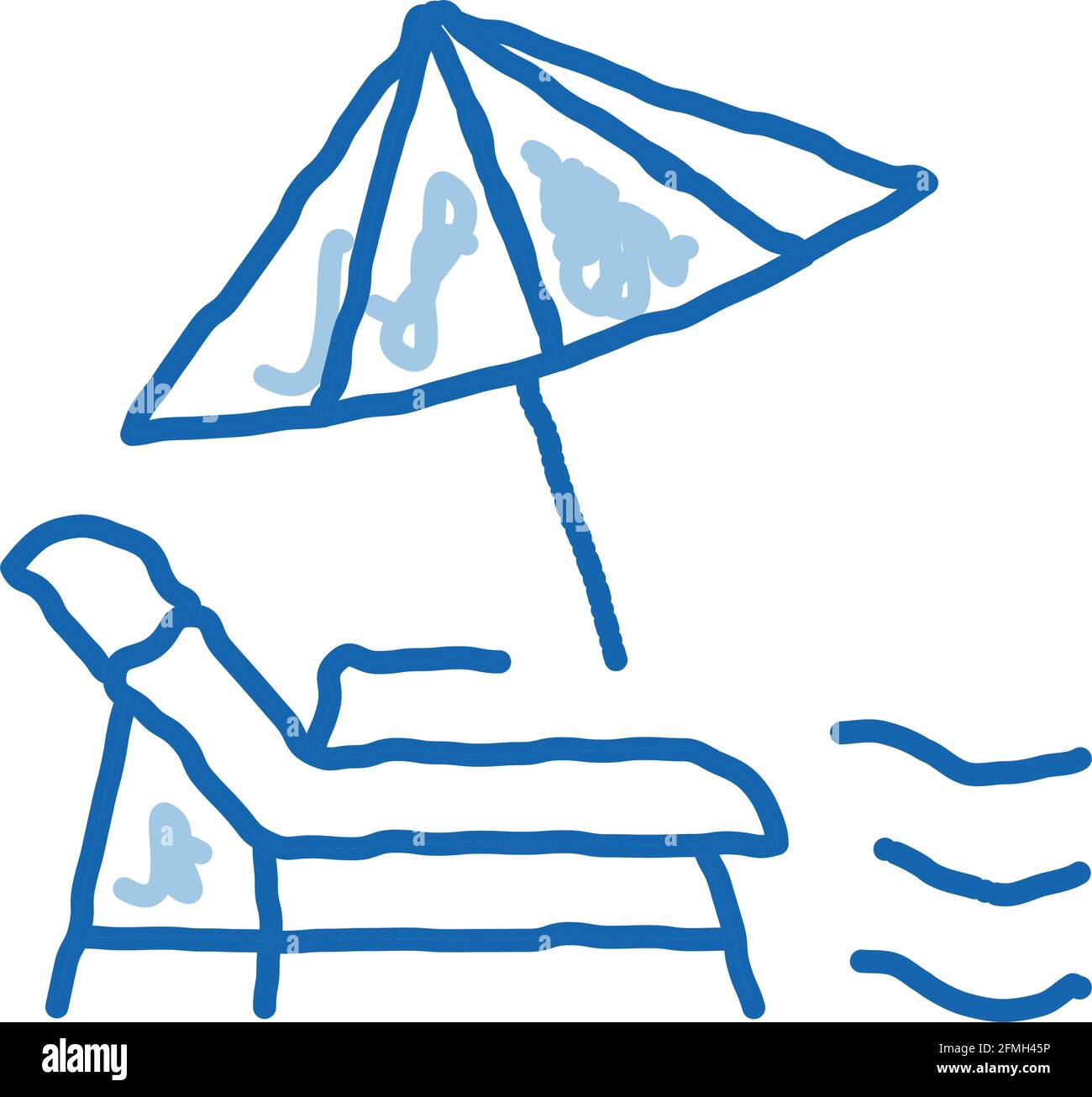 Deck Chair With Umbrella doodle icon hand drawn illustration Stock ...