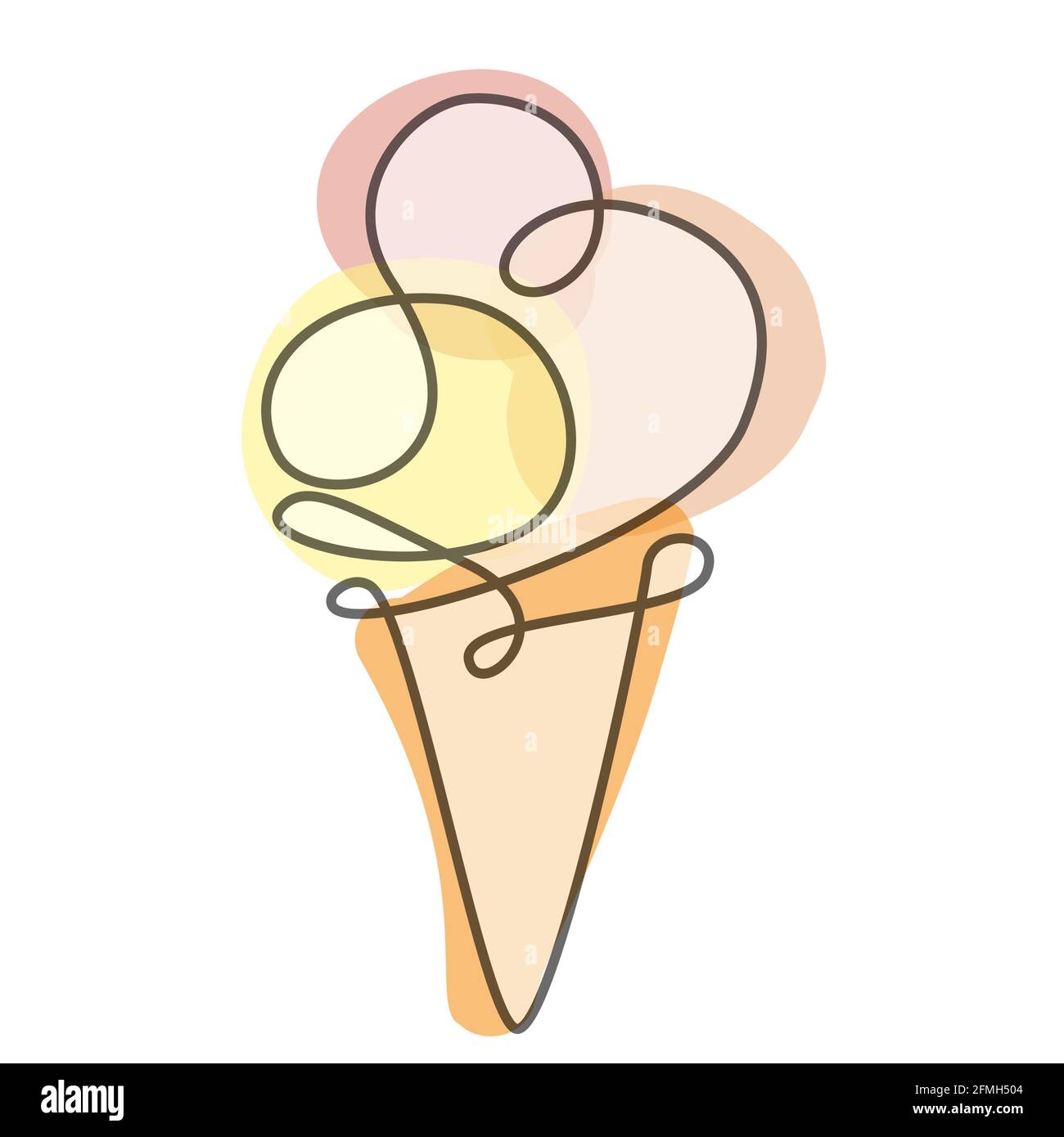 Abstract ice cream sketch, vector illustration doodle oneline ...