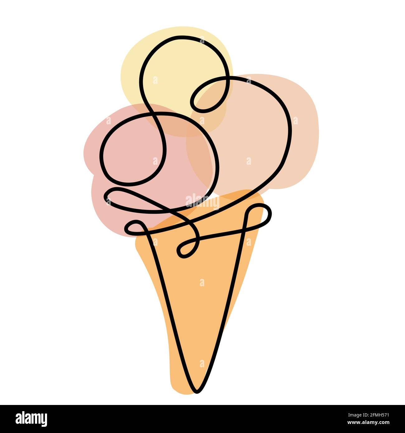 Abstract ice cream sketch, vector illustration doodle oneline ...