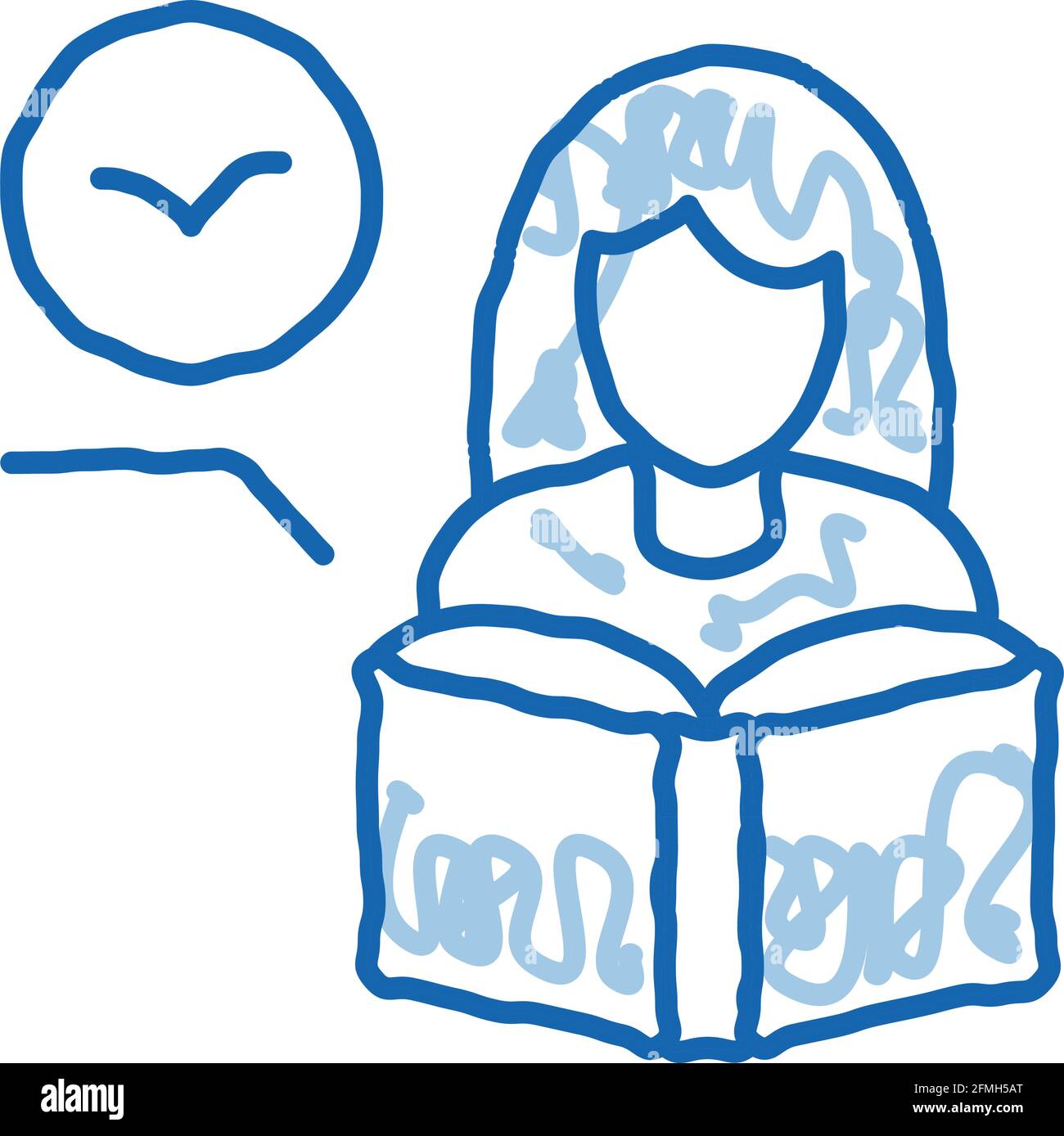 Girl Reading Book About Bird doodle icon hand drawn illustration Stock ...