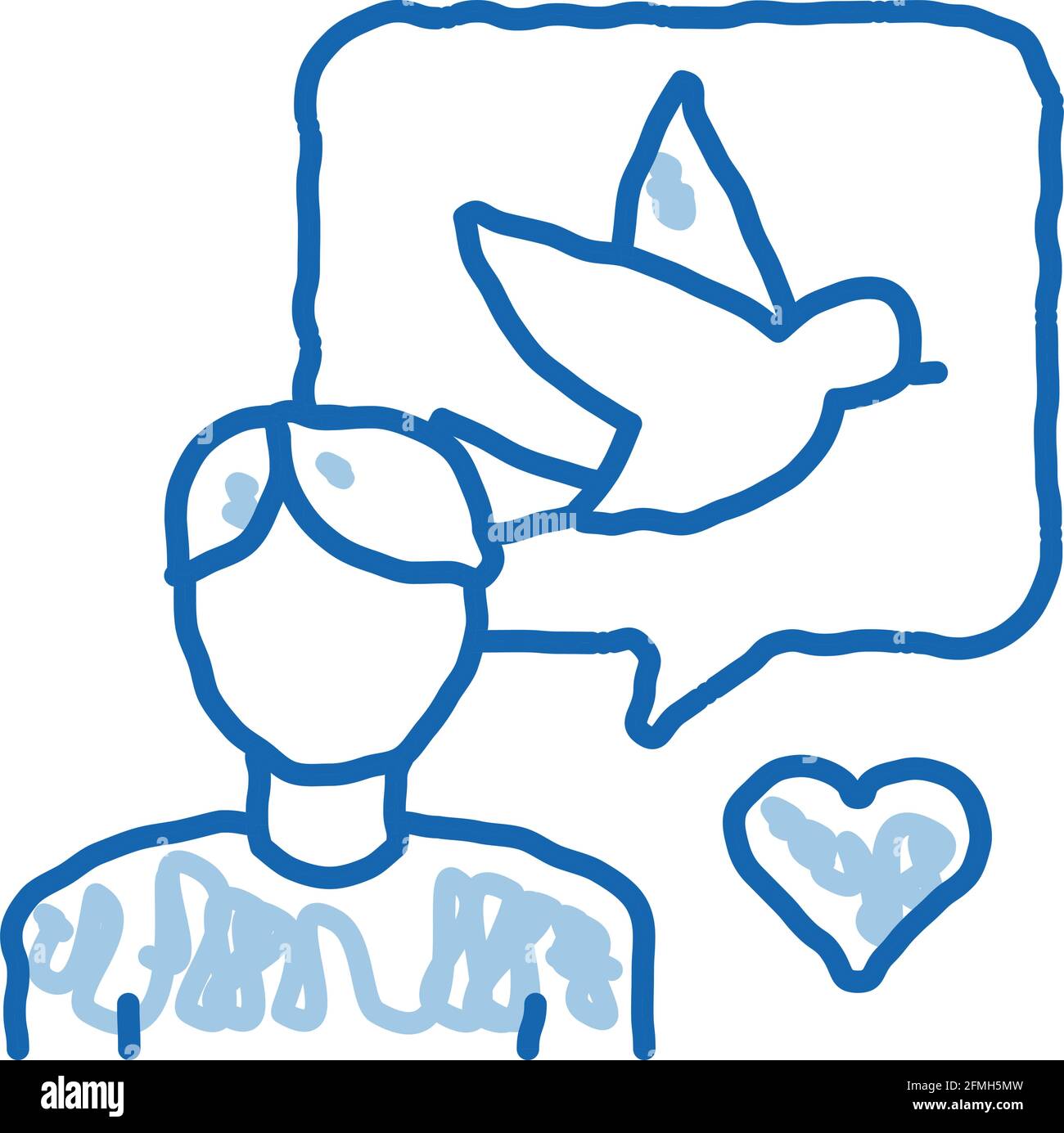 Human Speaking About Bird doodle icon hand drawn illustration Stock ...