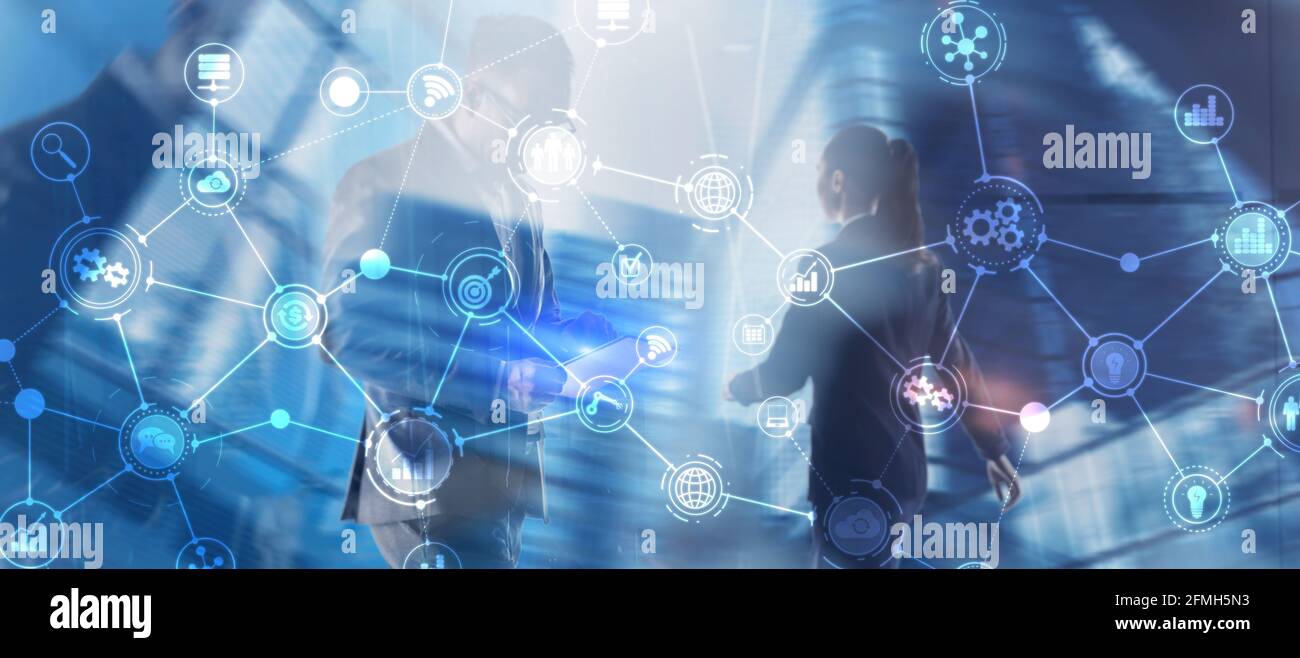Workflow organisation structure on virtual screen. Business structure ...