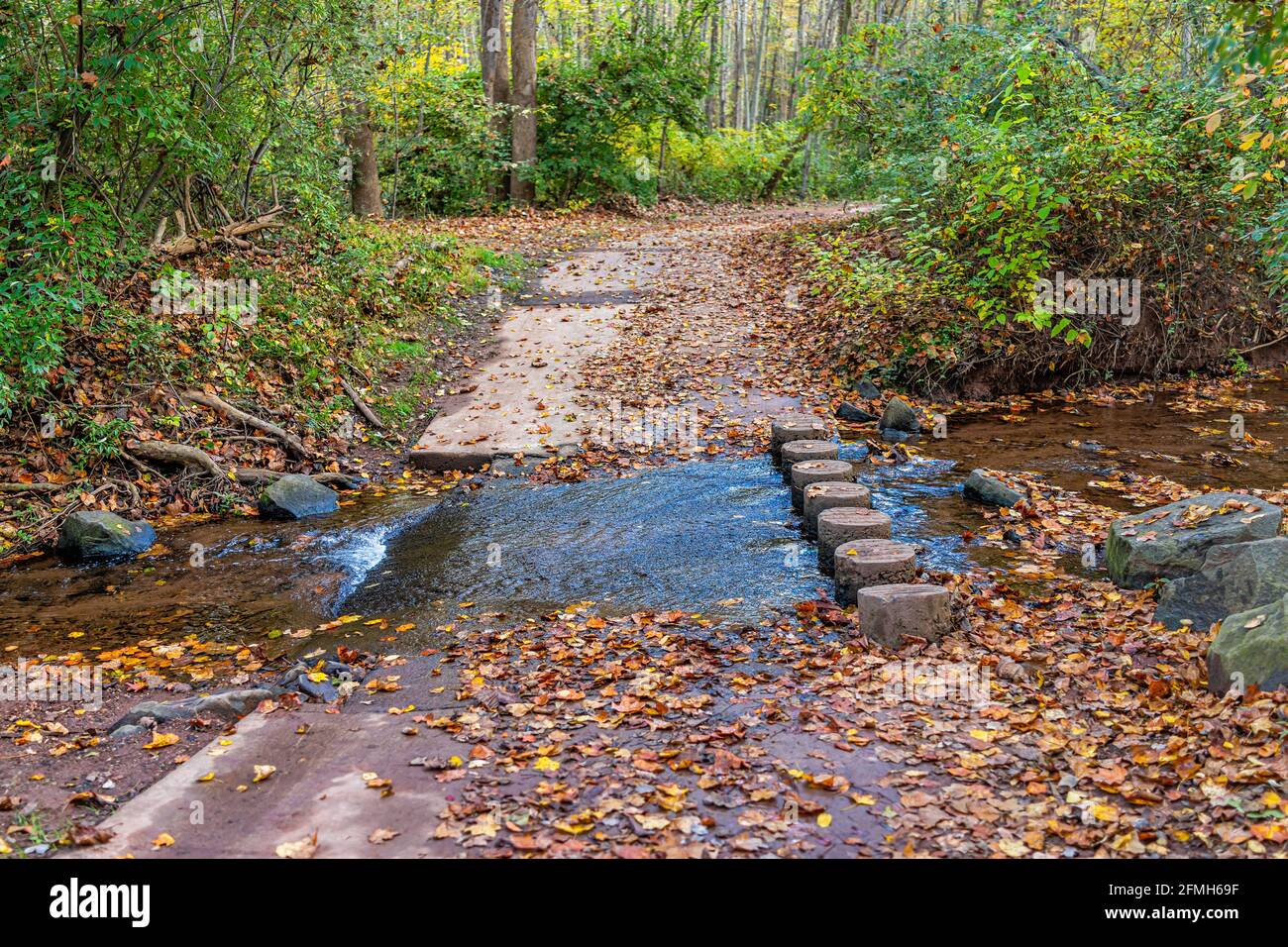 Northern Virginia fall autumn season with river crossing in Fairfax ...