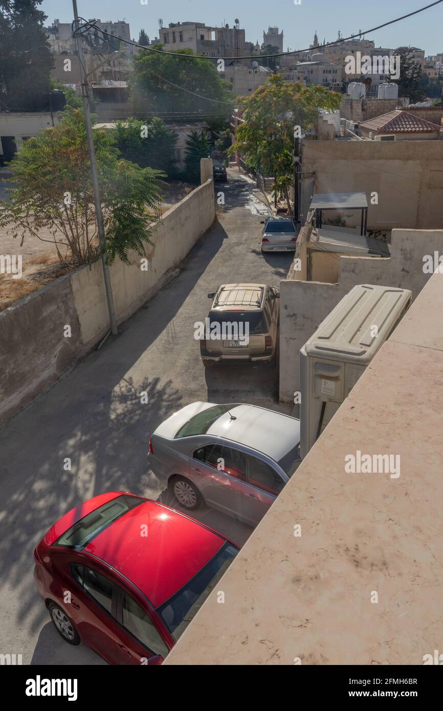 Top view of Cars parked in back alley in old town Amman Stock Photo - Alamy