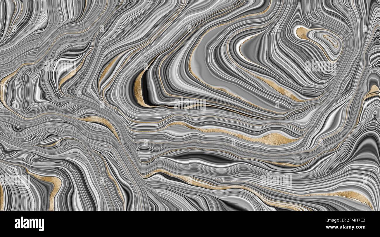 Abstract Agate Background. Grey Agate stone texture with gold. Fluid ...
