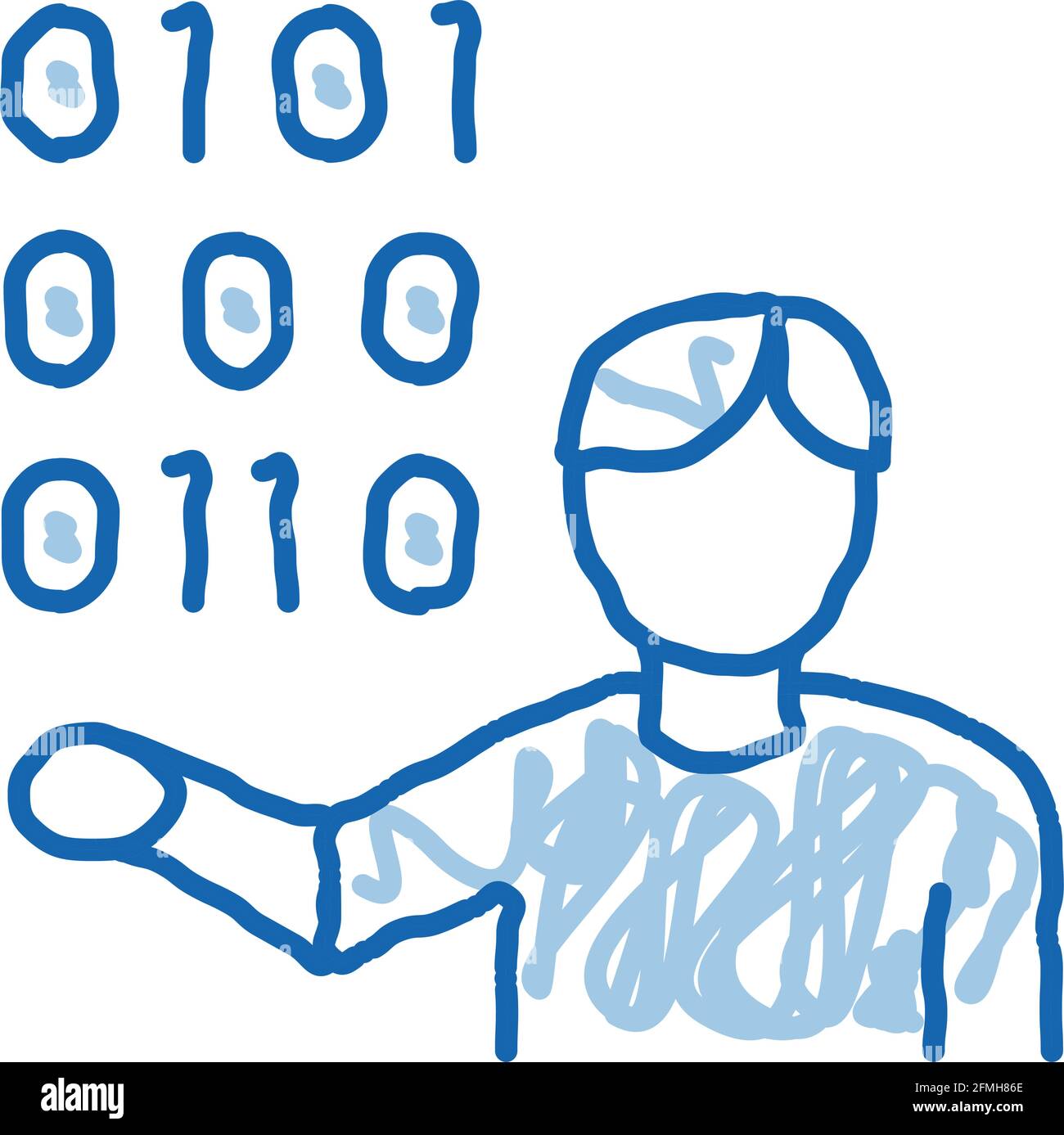 Human Binary Code doodle icon hand drawn illustration Stock Vector ...