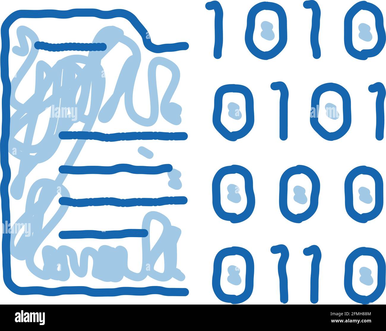 Binary Code doodle icon hand drawn illustration Stock Vector Image ...