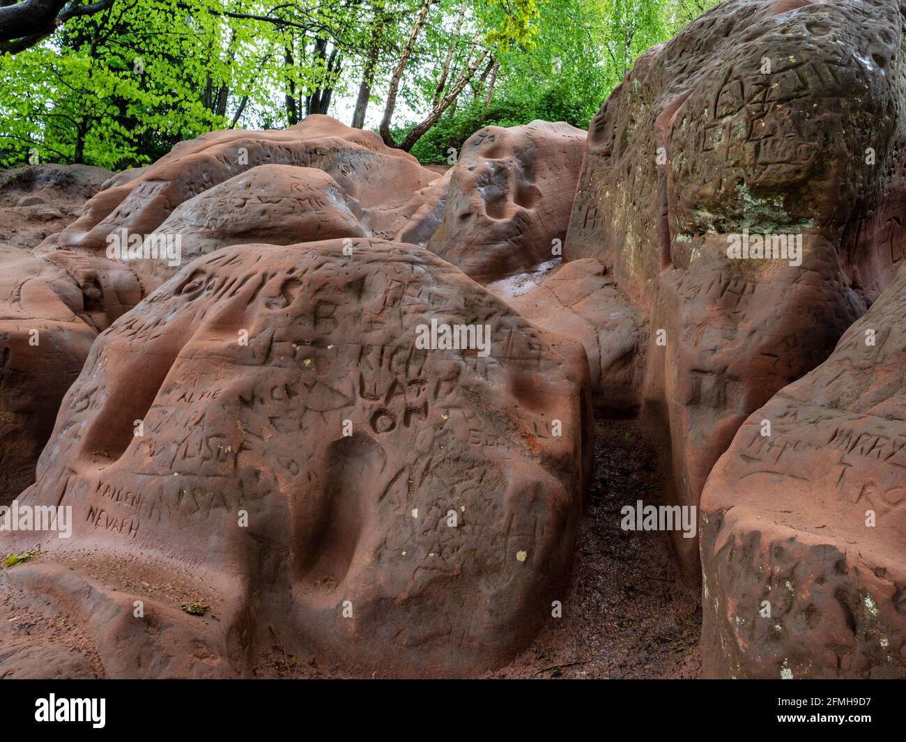 sandstone with names carved into the rocks Stock Photo - Alamy