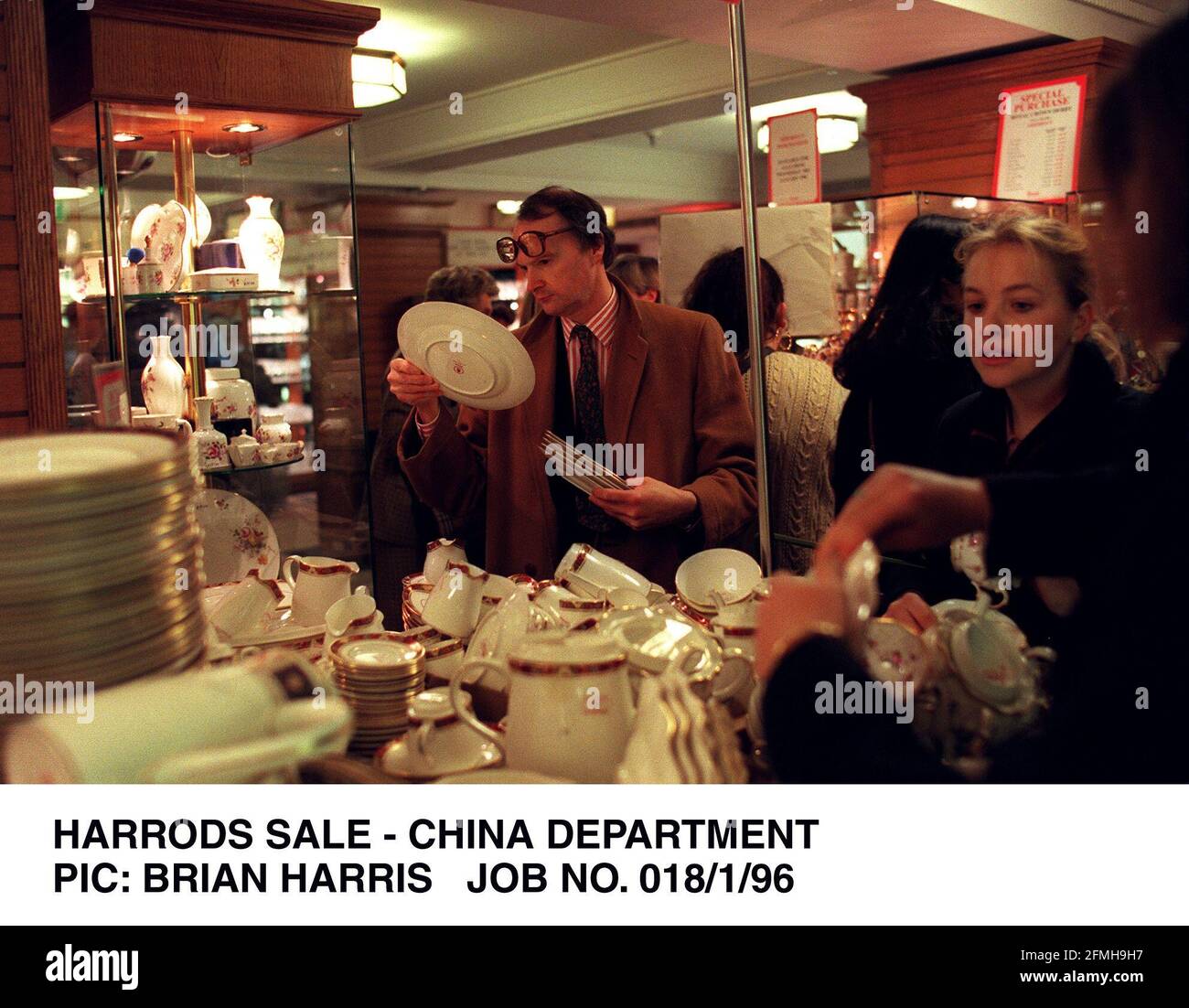 People shopping in the china department during Harrods Sale Stock Photo ...