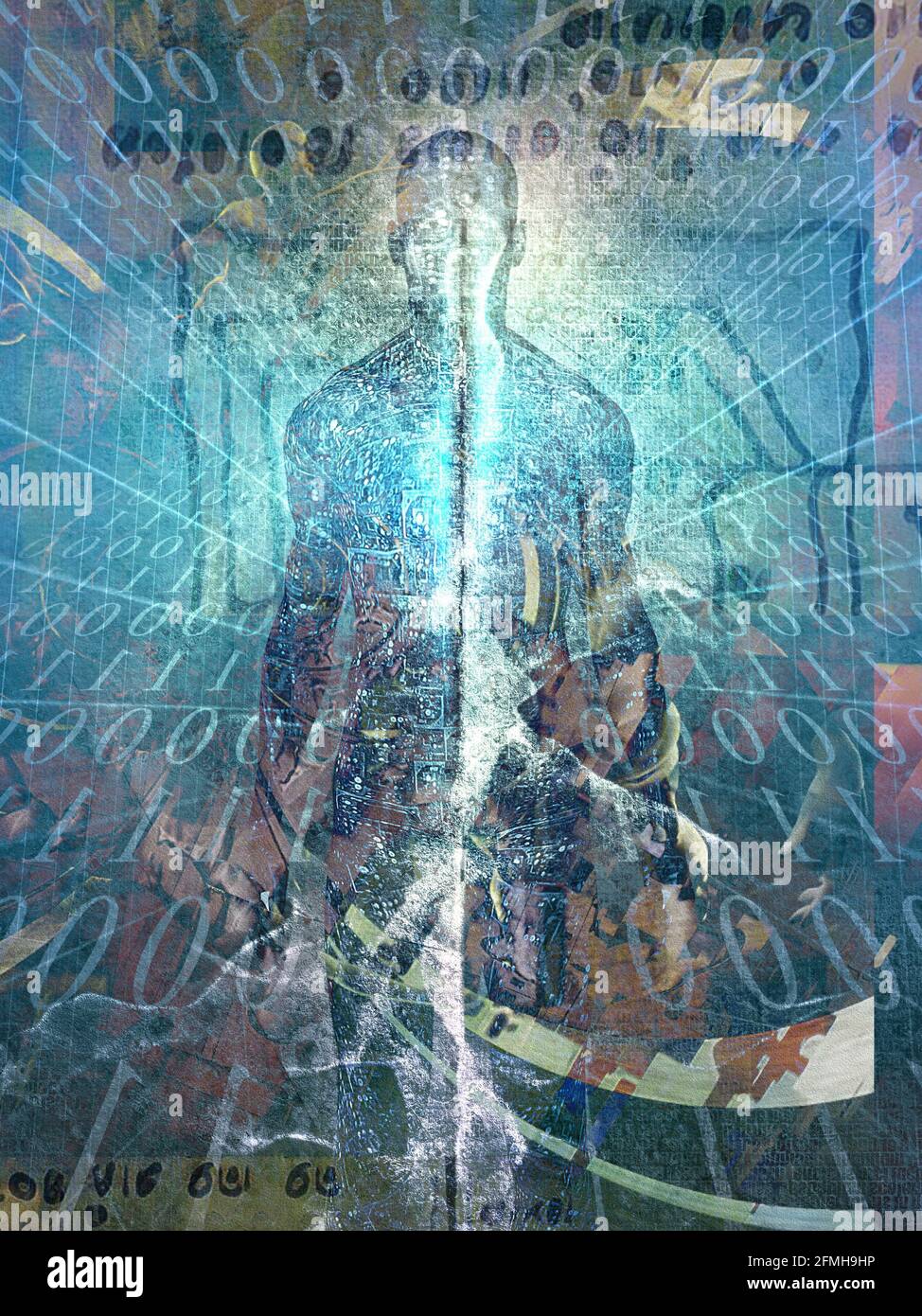 Mysterious figure with binary code. 3D rendering Stock Photo - Alamy