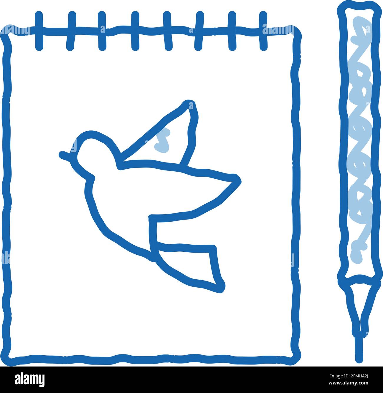 Notebook Pen Bird doodle icon hand drawn illustration Stock Vector ...