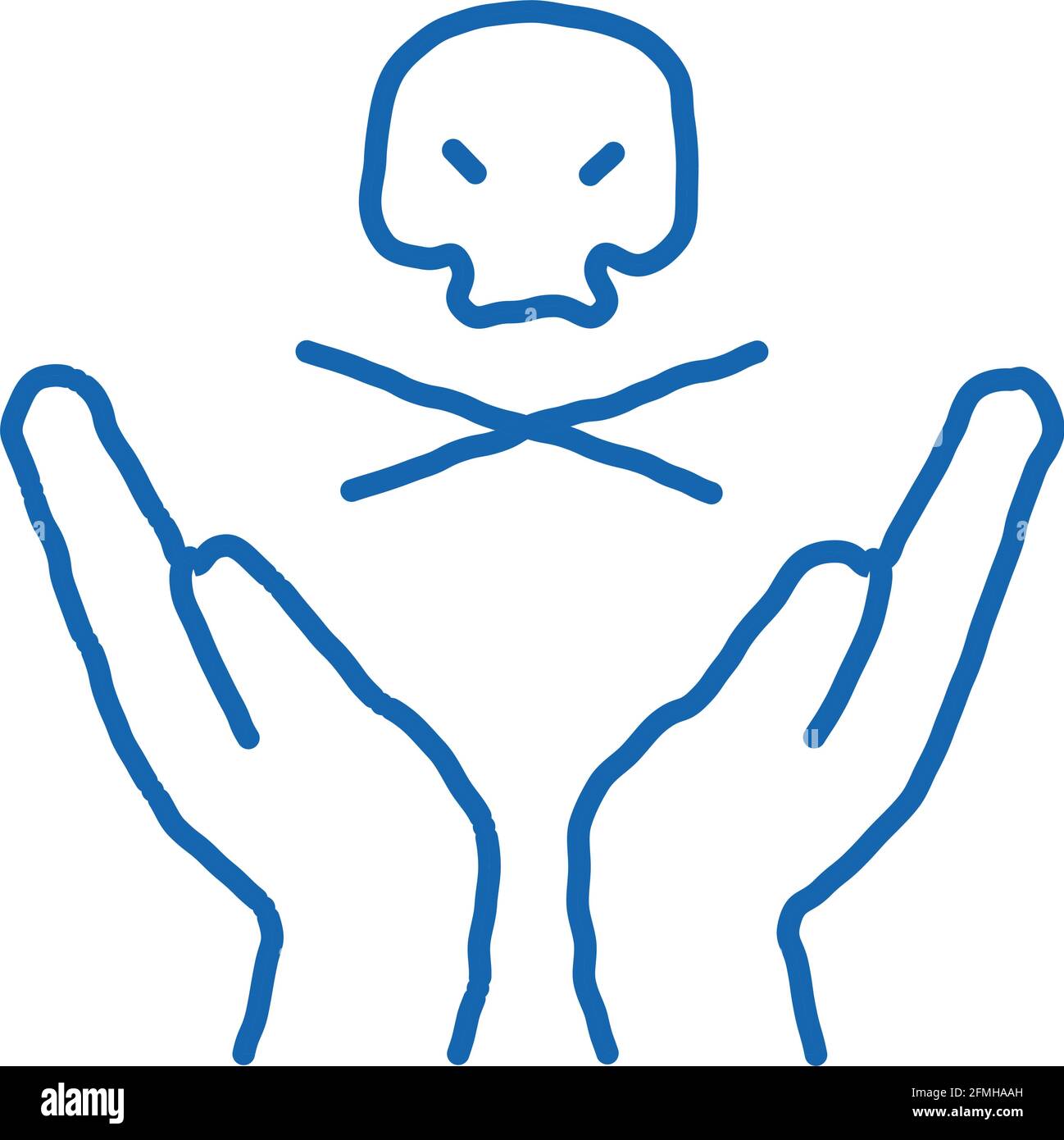 Hands Hold Skull Doodle Icon Hand Drawn Illustration Stock Vector Image