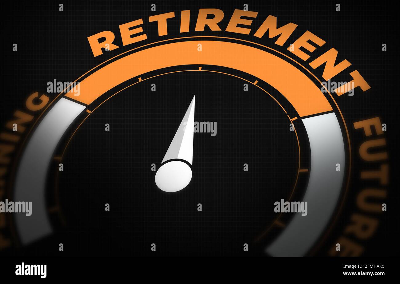 Retirement meter with Needle on it in Orange Color. Abstract Retirement ...