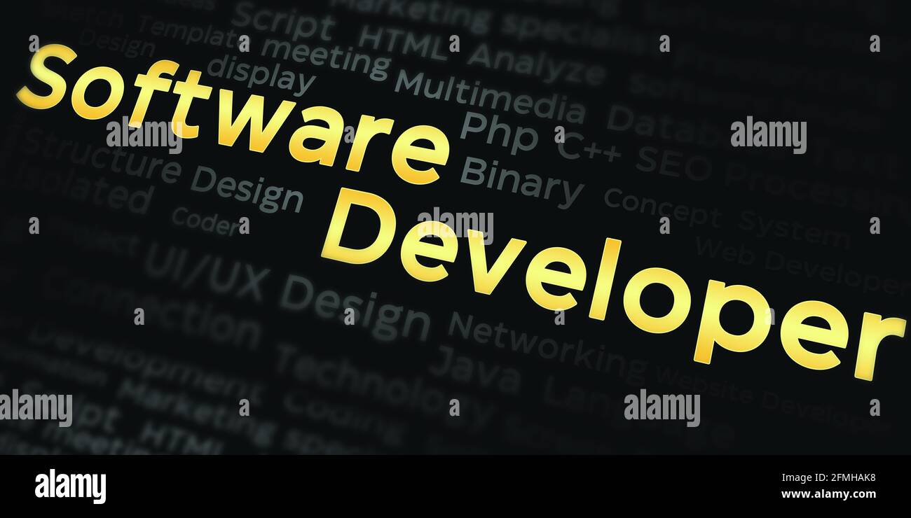 Software Developer Keyword Written in Golden surrounded with ...