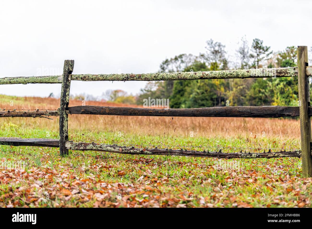 Virginia rural countryside farm with wooden traditional fence by ...
