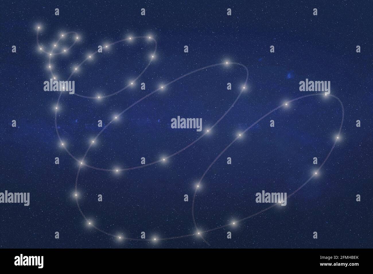 Beautiful spiral fiction constellation with constellation lines. Dream ...