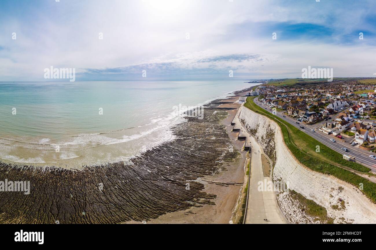 Areal drone panoramic view of the Saltdean and Rottingdean Beach ...