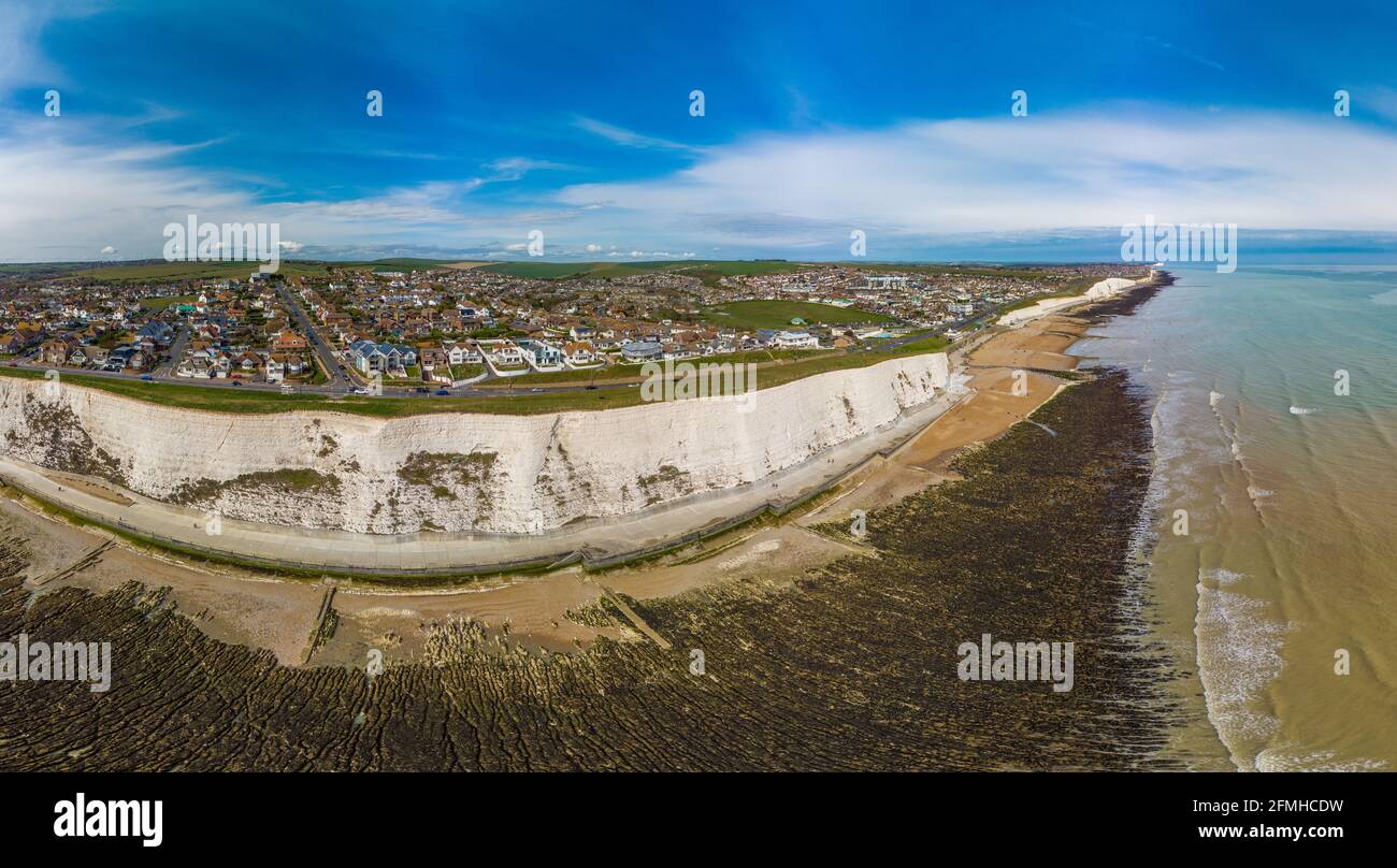 Areal drone panoramic view of the Saltdean and Rottingdean Beach ...
